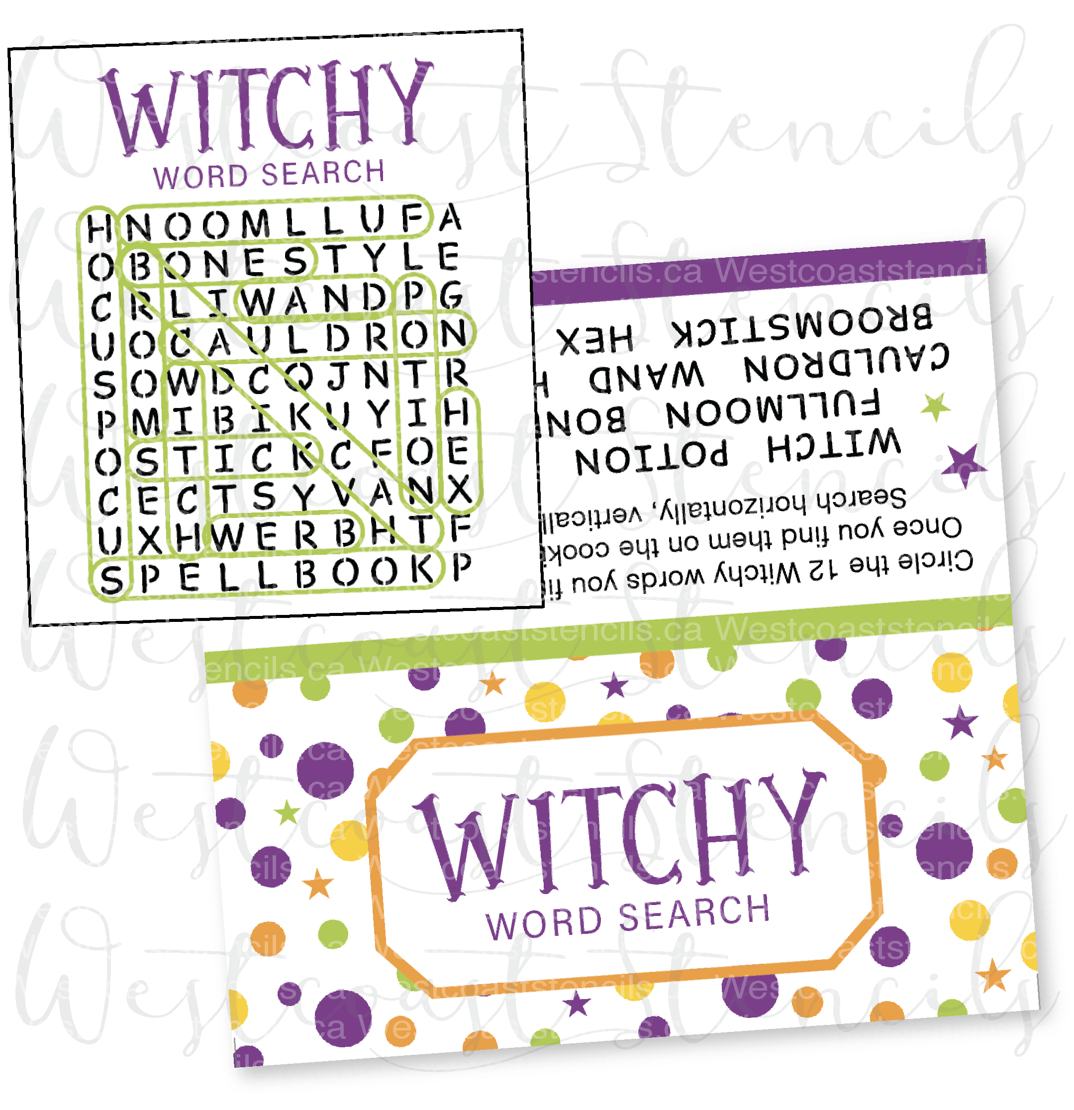DIGITAL Witchy Word Search Bag Topper – Westcoast Stencils