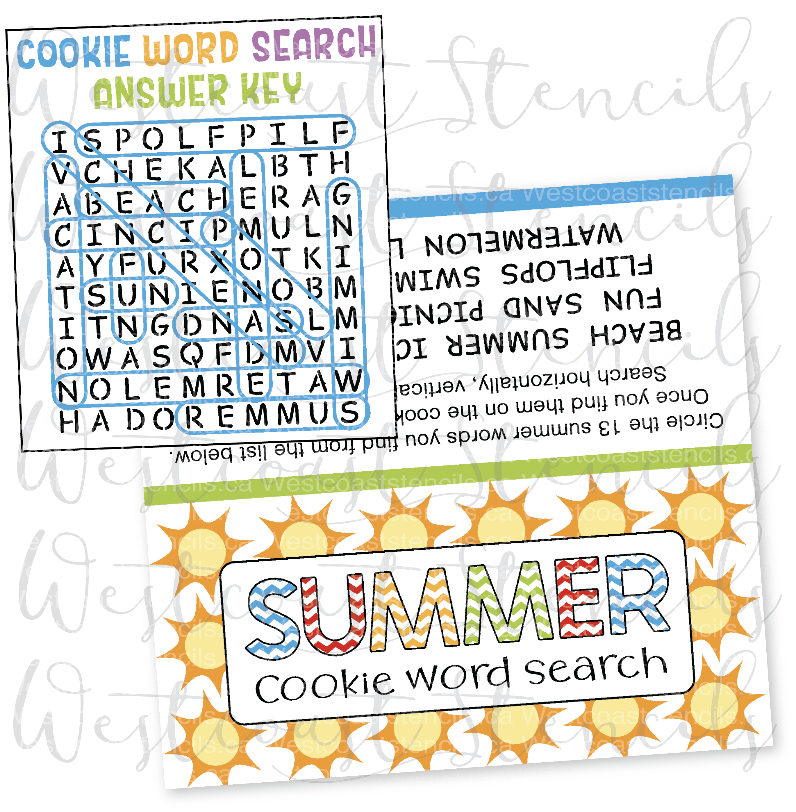 DIGITAL Summer Word Search Bag Topper, Style 2 – Westcoast Stencils