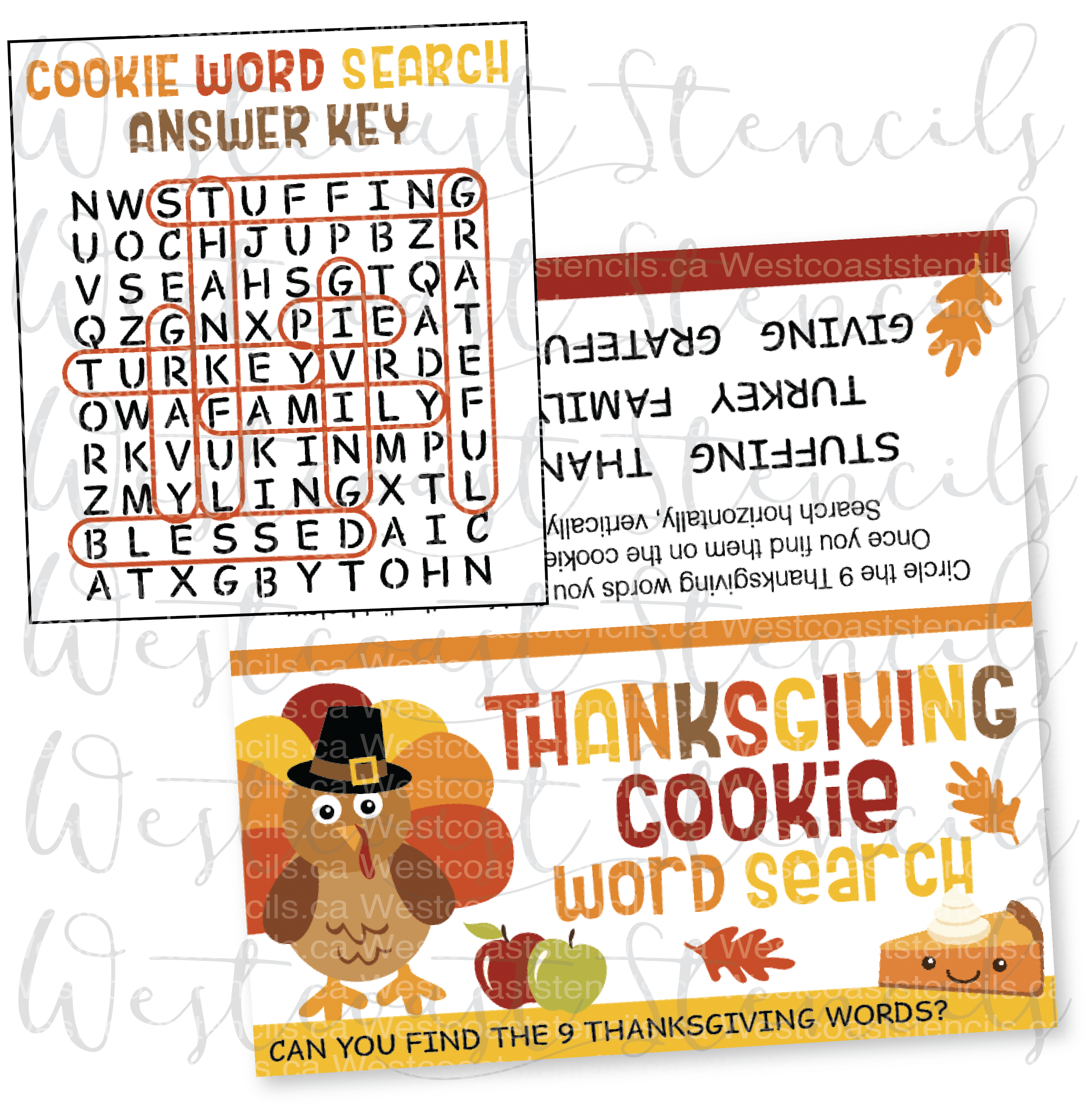 DIGITAL Thanksgiving Word Search Bag Topper – Westcoast Stencils