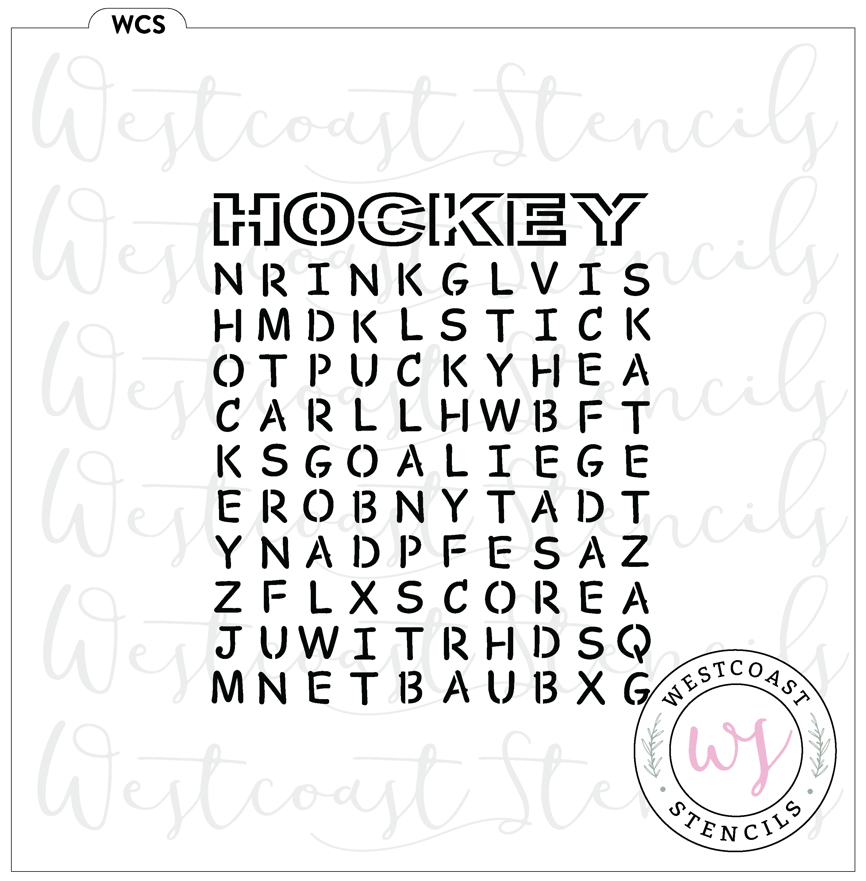 Hockey Word Search Stencil - DIGITAL DOWNLOAD – Westcoast Stencils
