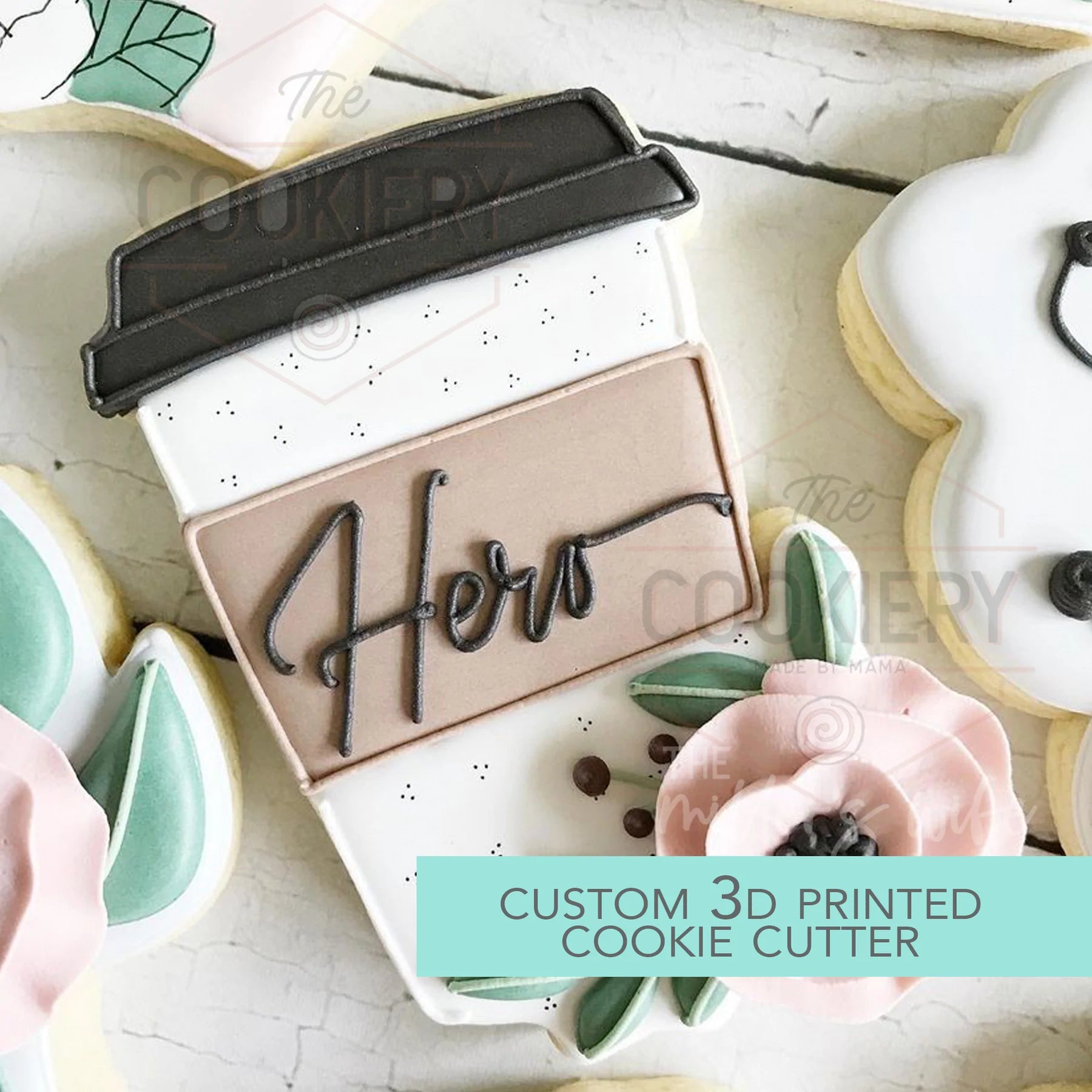 FLORAL LATTE COFFEE COOKIE CUTTER - COFFEE CUP COOKIE CUTTER - I LOVE ...